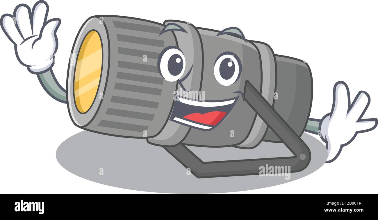 Smiley underwater flashlight cartoon mascot design with waving hand ...