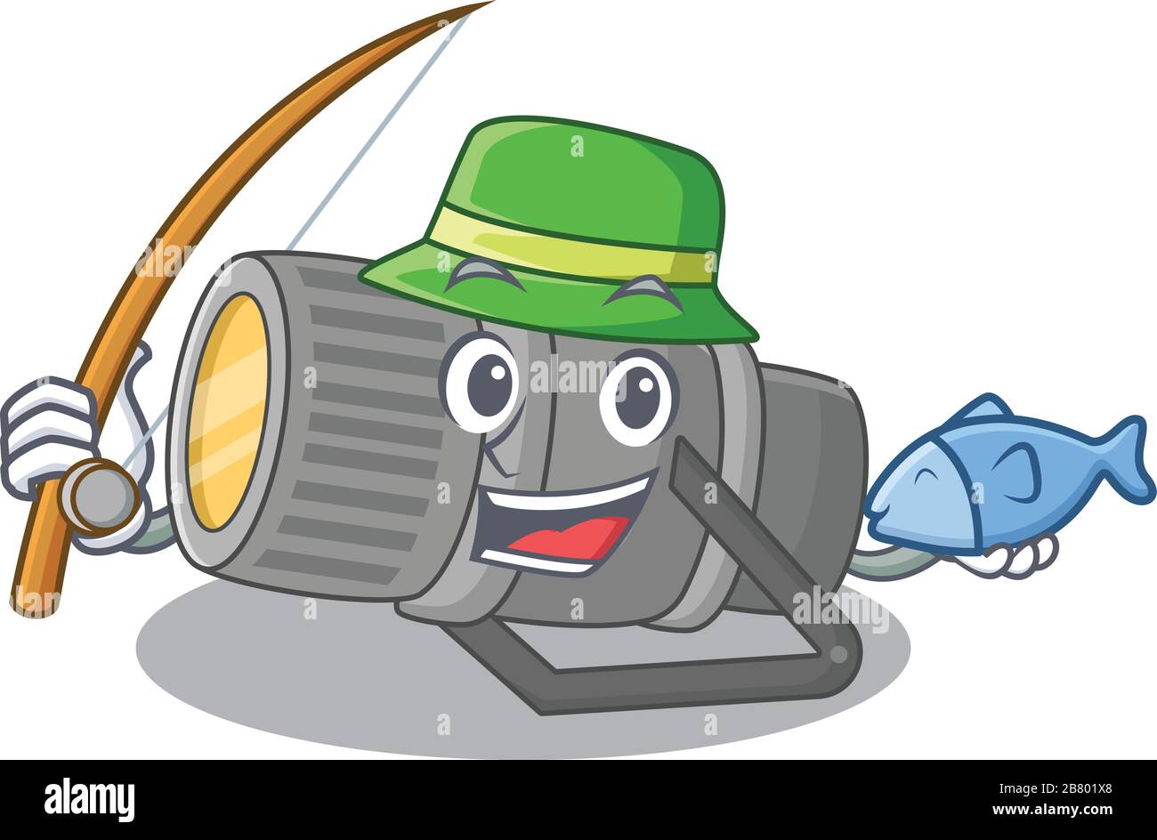 A Picture of funny Fishing underwater flashlight design Stock Vector ...