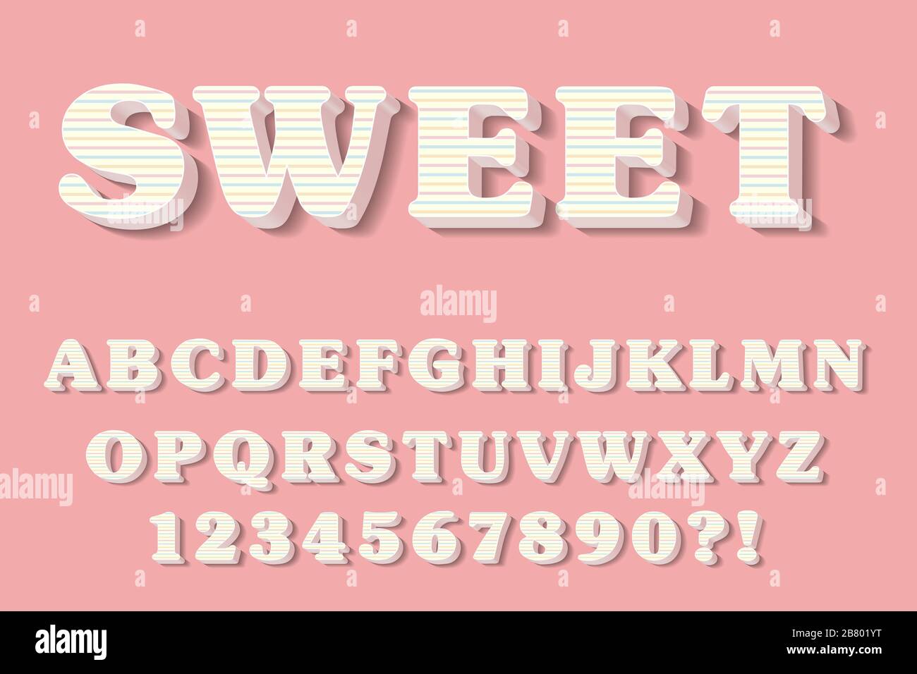 Modern 3D pink Alphabet Letters, Numbers and Symbols. Sweet Typography ...