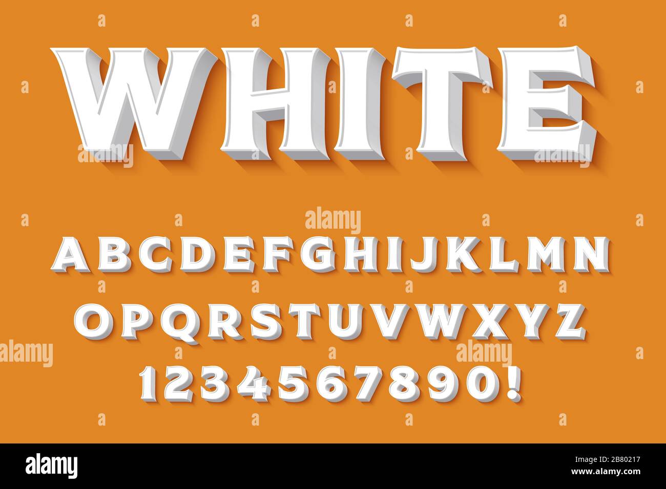 Modern 3D white Alphabet Letters, Numbers and Symbols. Typography ...