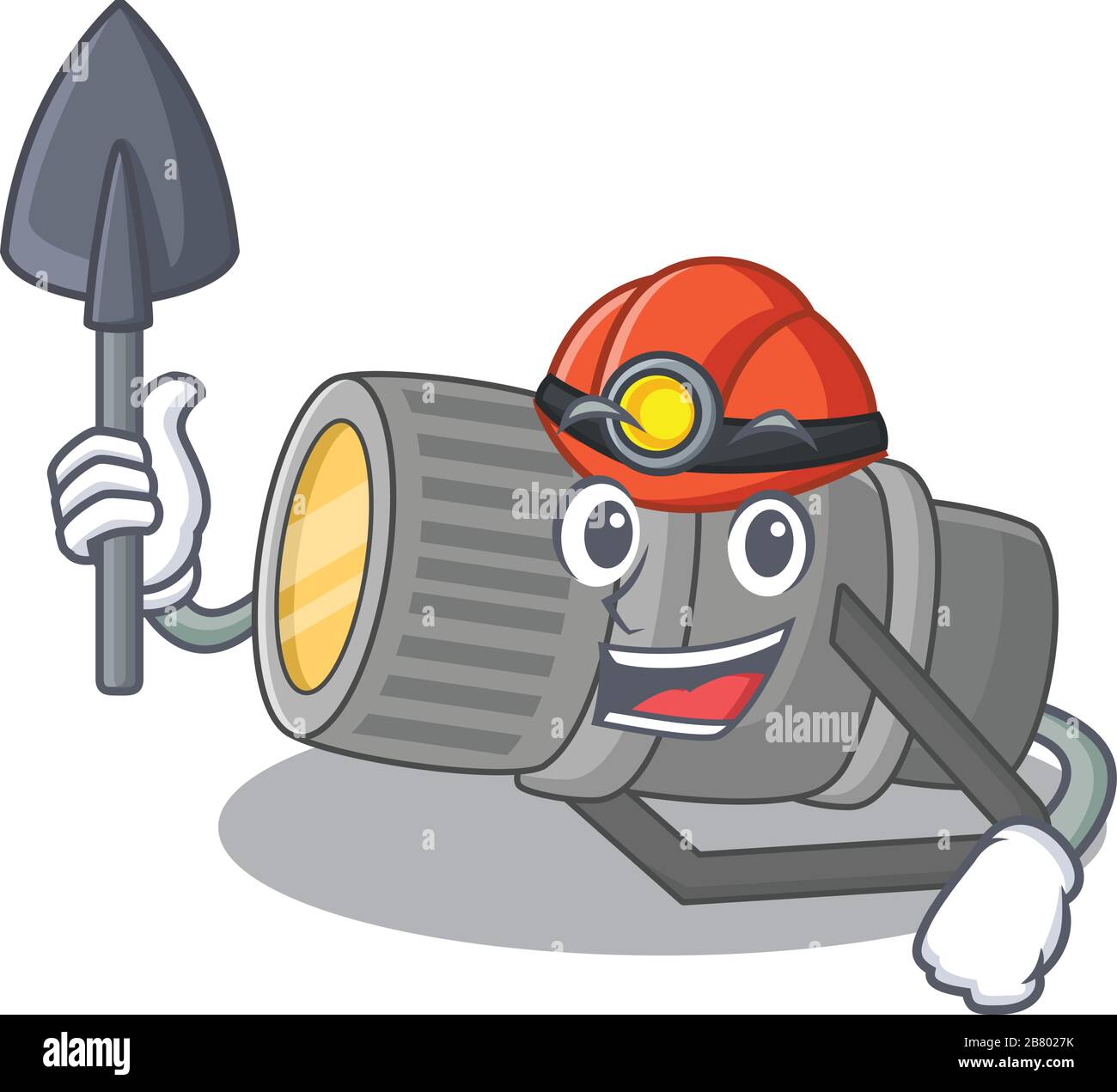 Cool miner worker of underwater flashlight cartoon character design ...