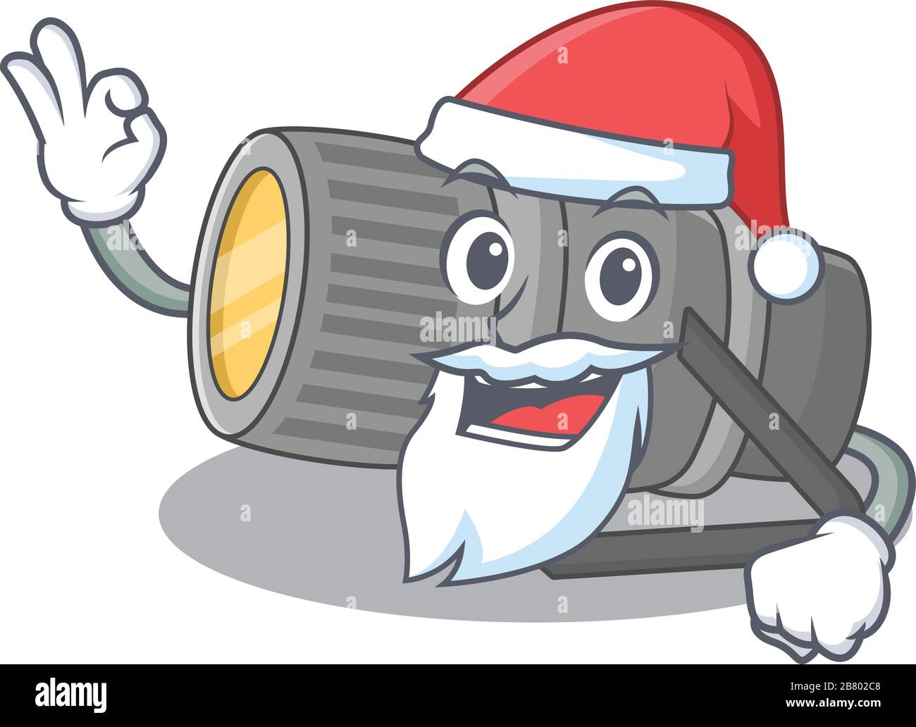 Underwater flashlight in Santa cartoon character design showing ok ...