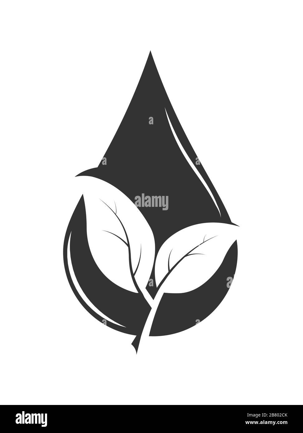 In a drop of water, two leaves of a plant are cut out, a symbol of ...