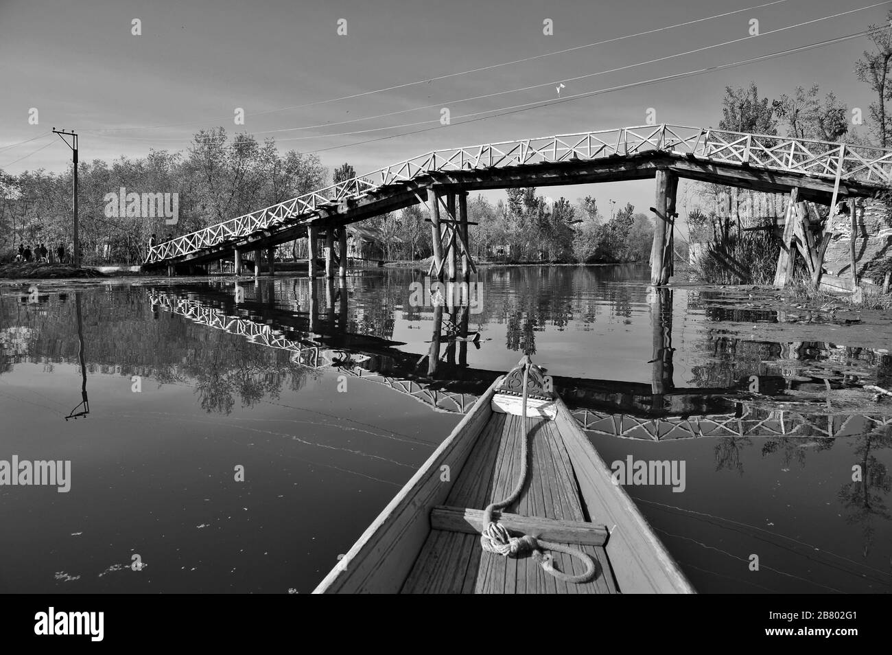 wooden bridge, Srinagar, Kashmir, Jammu and Kashmir, India, Asia Stock ...