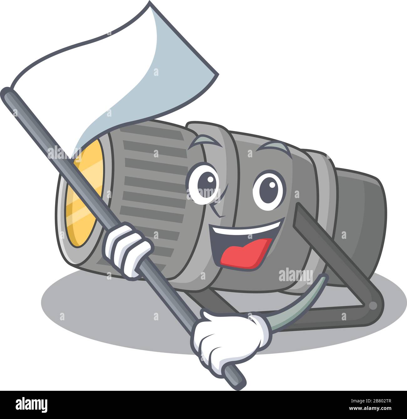 Underwater flashlight cartoon character design holding standing flag ...