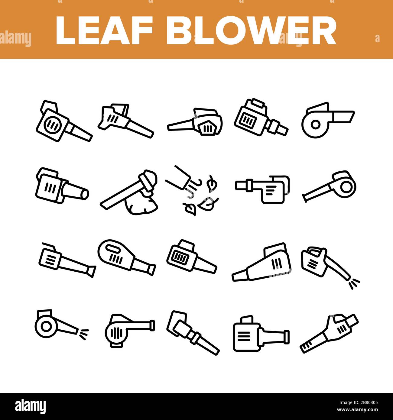 Leaf Blower Equipment Collection Icons Set Vector Stock Vector Image ...