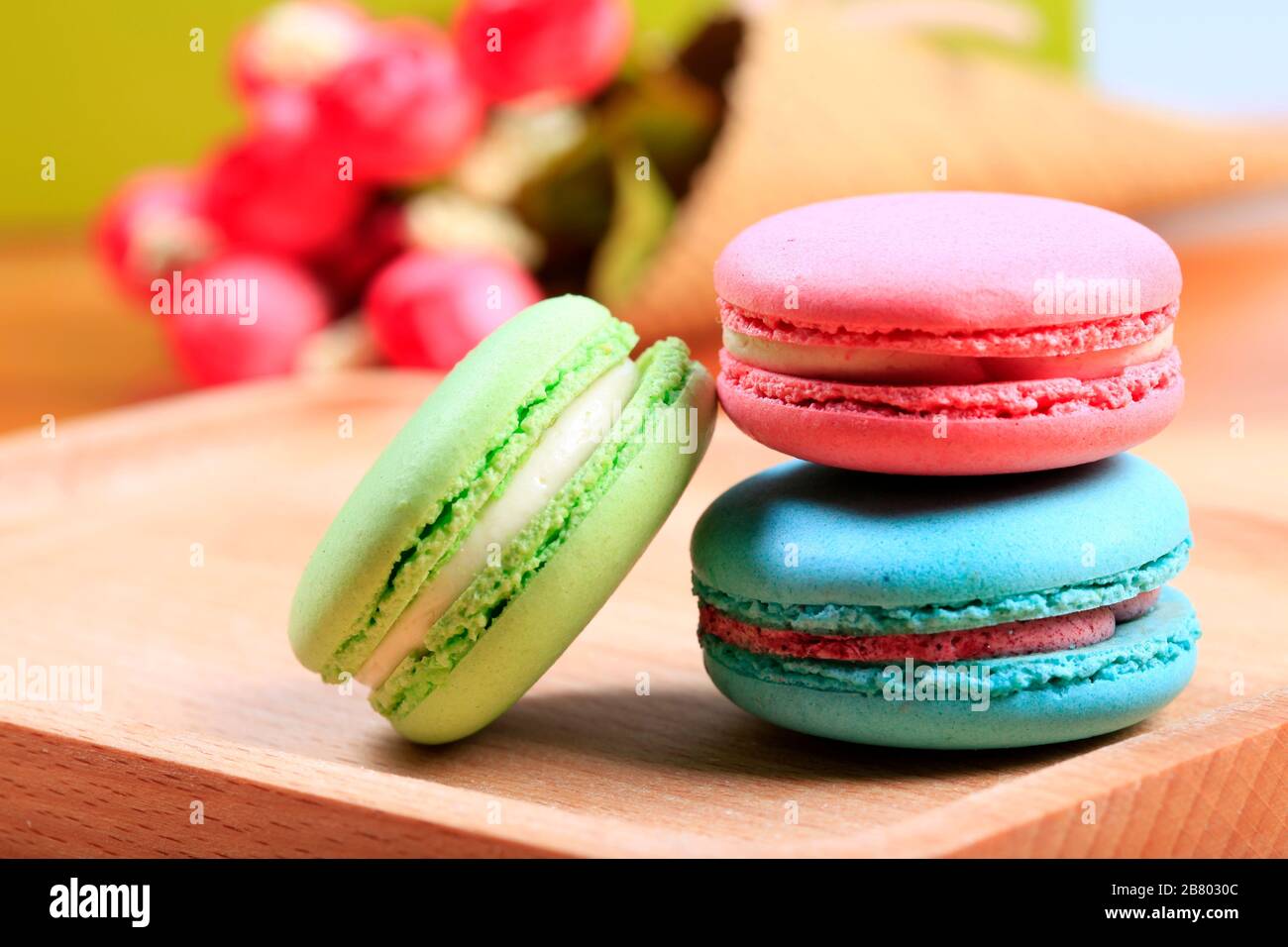 The macarons，Close-up, studio shot Stock Photo - Alamy