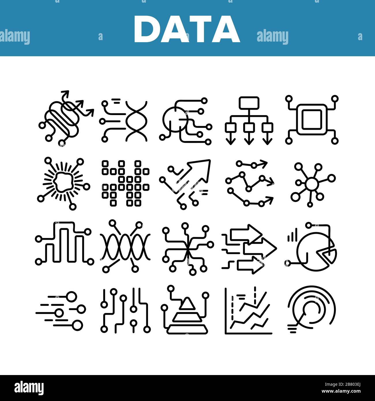 Data Analysis Analytic Collection Icons Set Vector Stock Vector Image ...