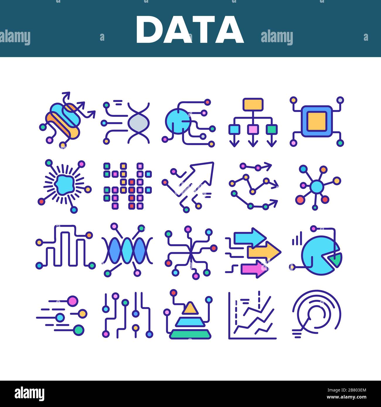 Data Analysis Analytic Collection Icons Set Vector Stock Vector Image ...