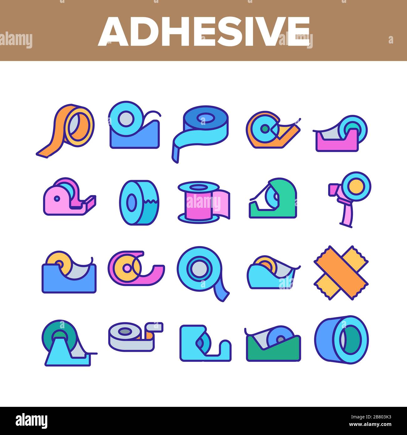 Adhesive Tape Scotch Collection Icons Set Vector Stock Vector Image ...
