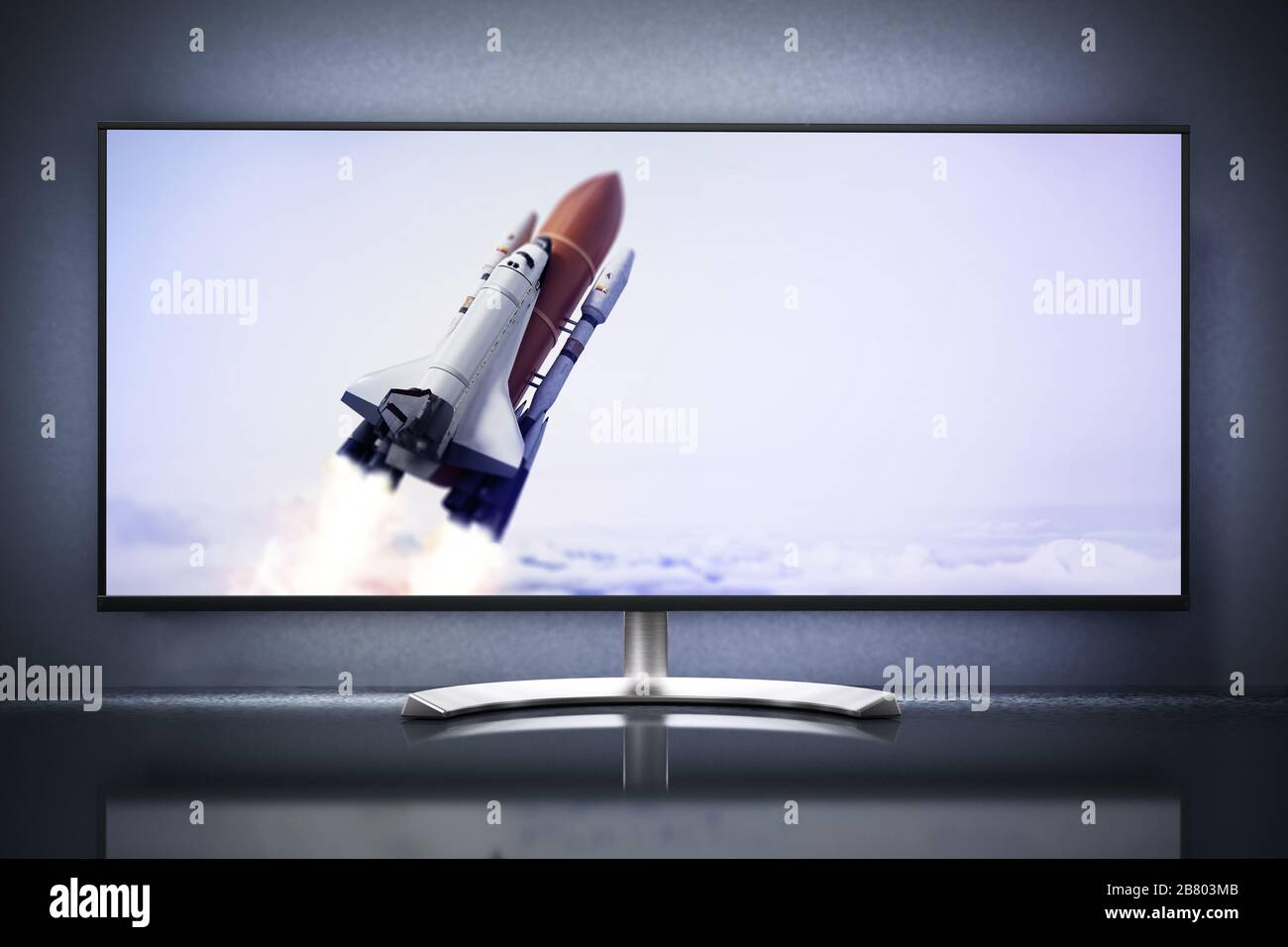 Ultrawide LED monitor with image from my portfolio. 3D illustration ...