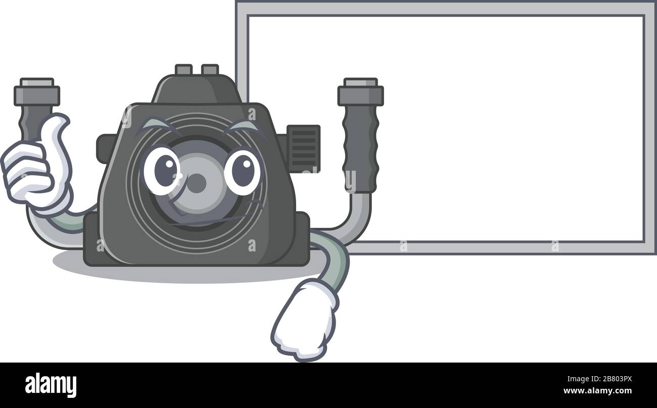 cute underwater camera cartoon character Thumbs up bring a white board ...