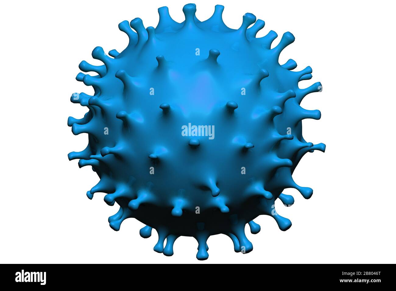 blue Coronavirus Covid 19 virus cell isolated on white background, 3d ...