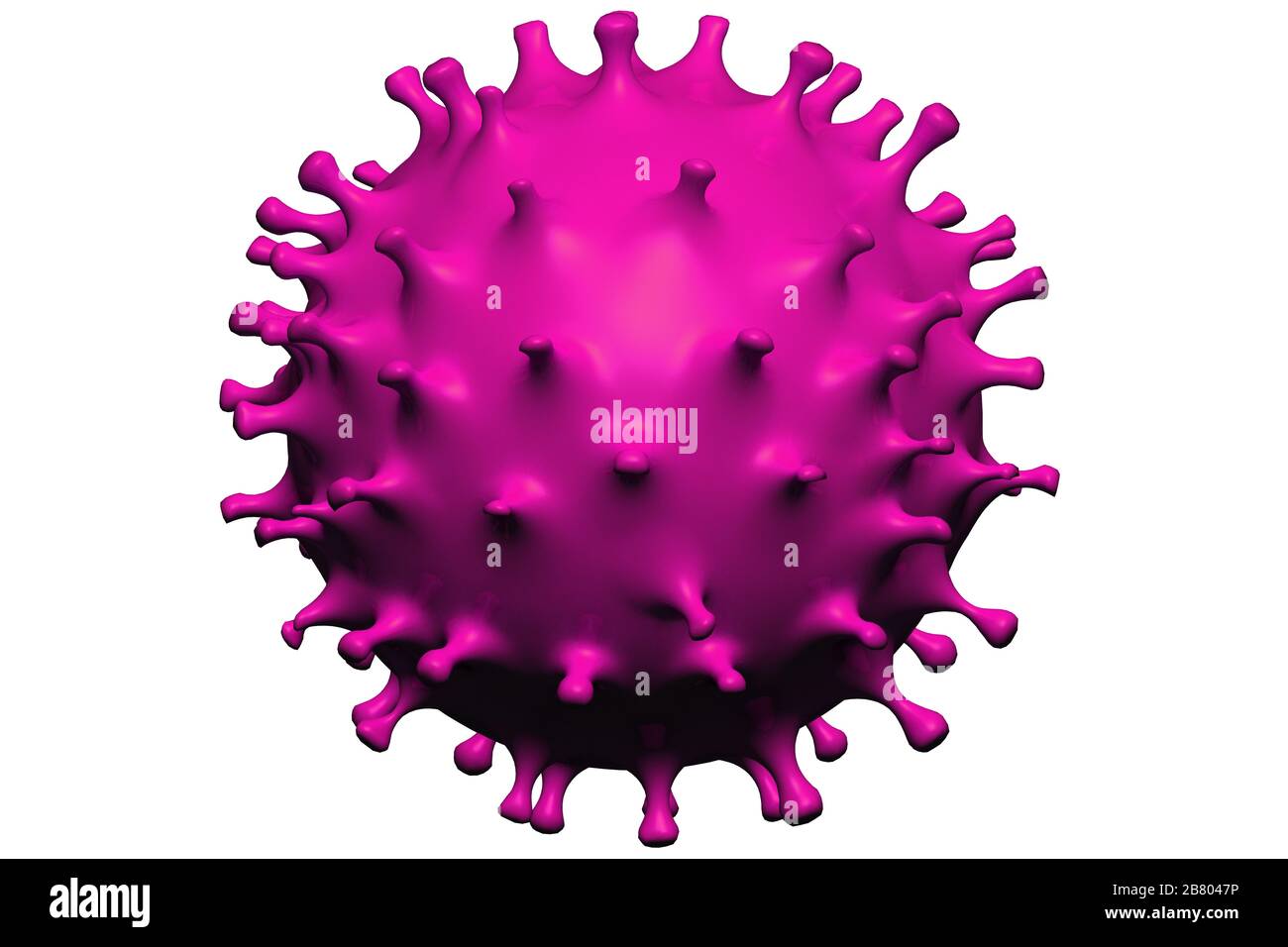 pink Coronavirus Covid 19 virus-cell isolated on white background, 3d ...