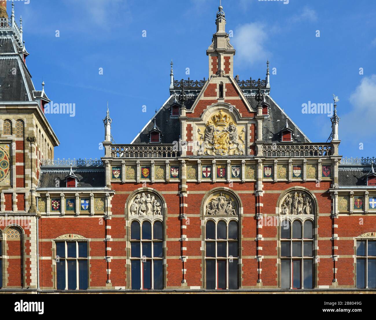 Ancient building at downtown in Amsterdam, Holland. Amsterdam known for ...
