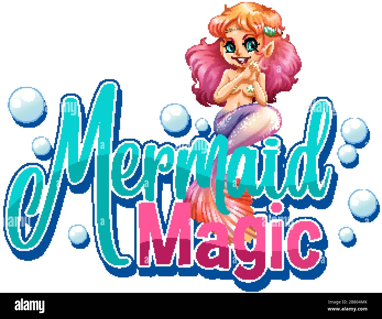 Font design for word mermaid magic on white background illustration ...
