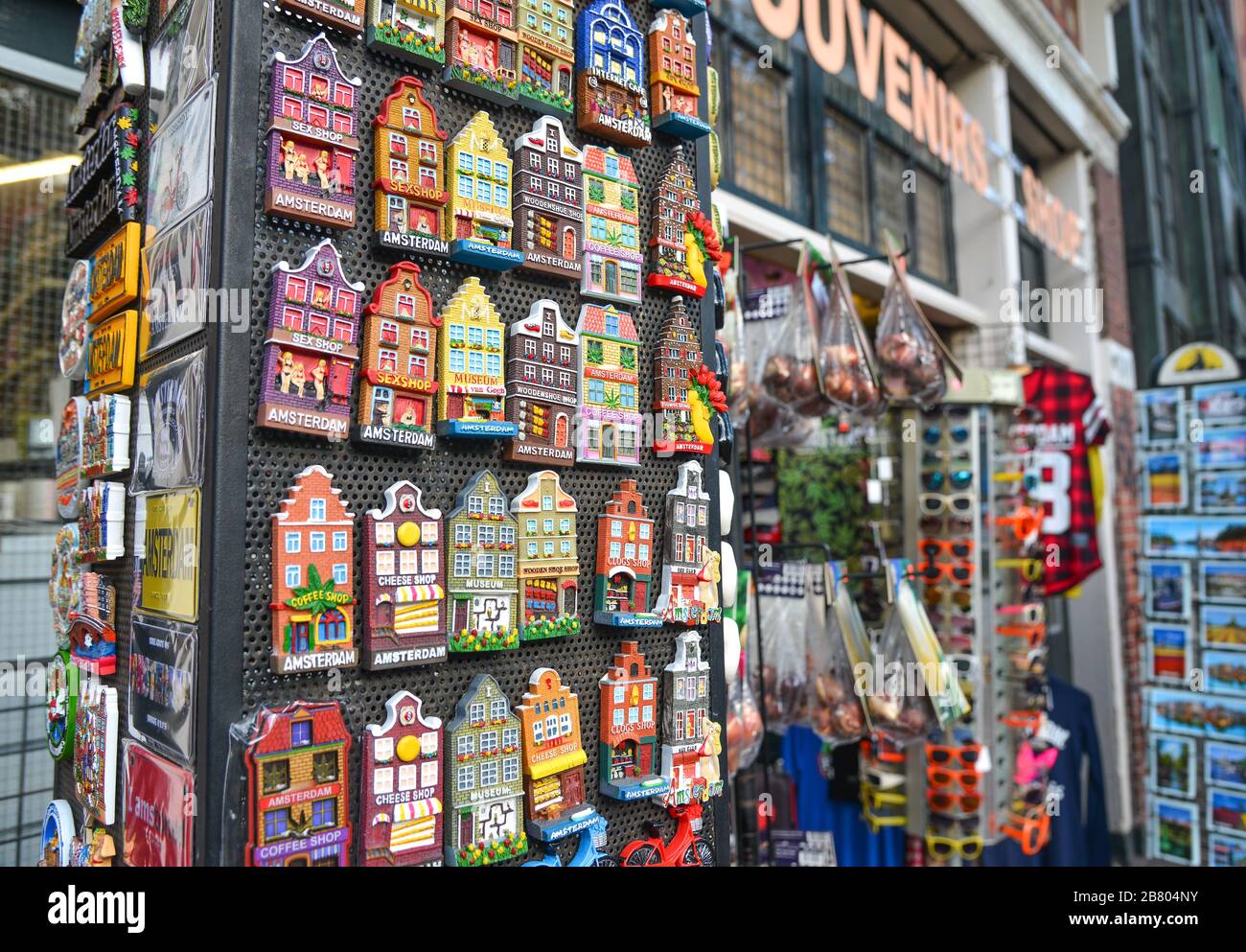 Amsterdam, Holland - Oct 7, 2018. Fridge magnet for tourist souvenirs ...