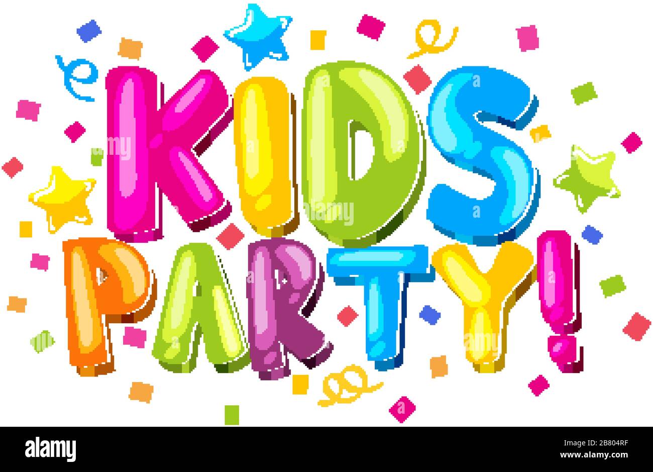 Font design for word kids party with colorful confetti illustration ...