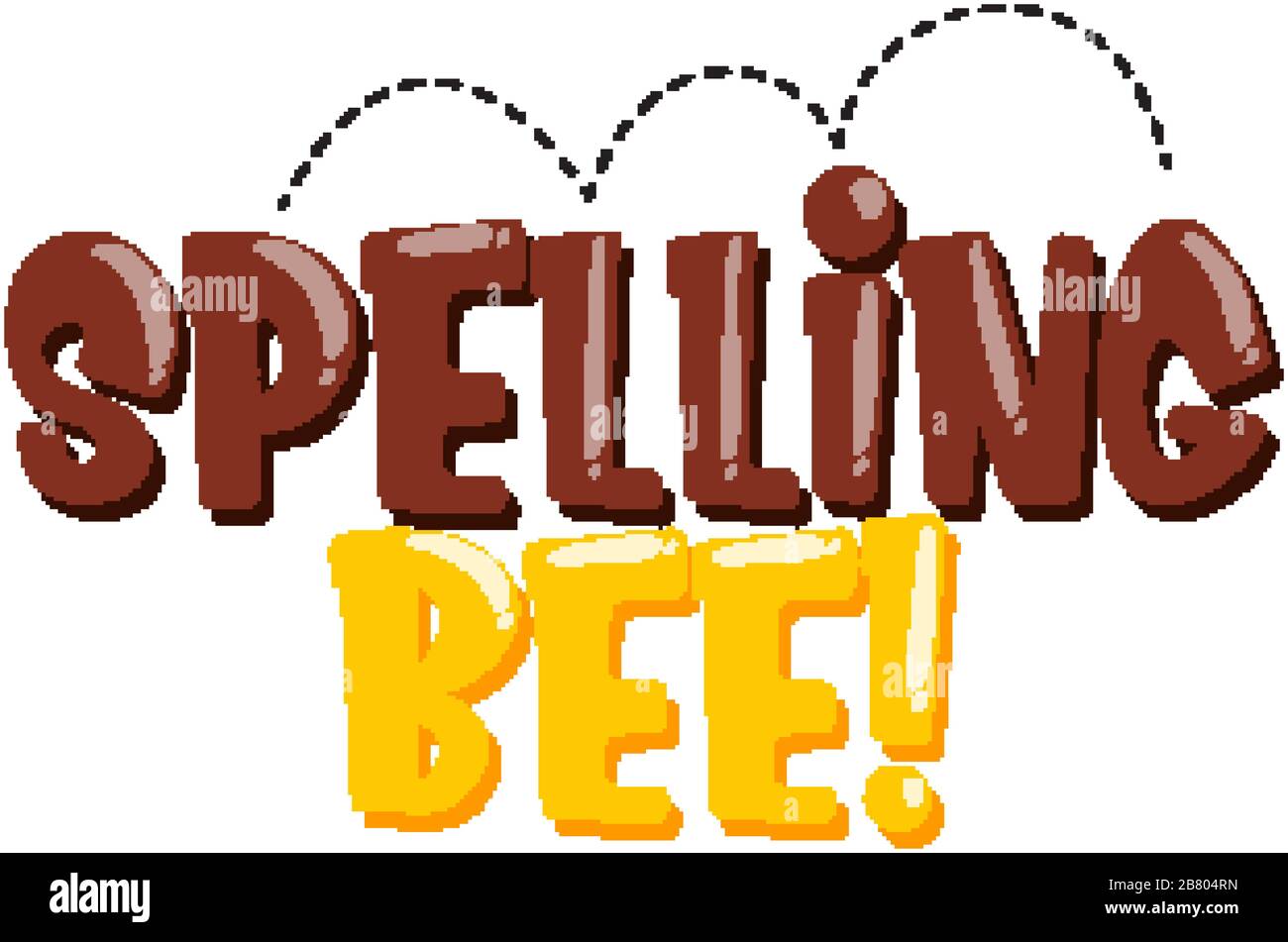 Sticker design for word spelling bee in brown and yellow color ...