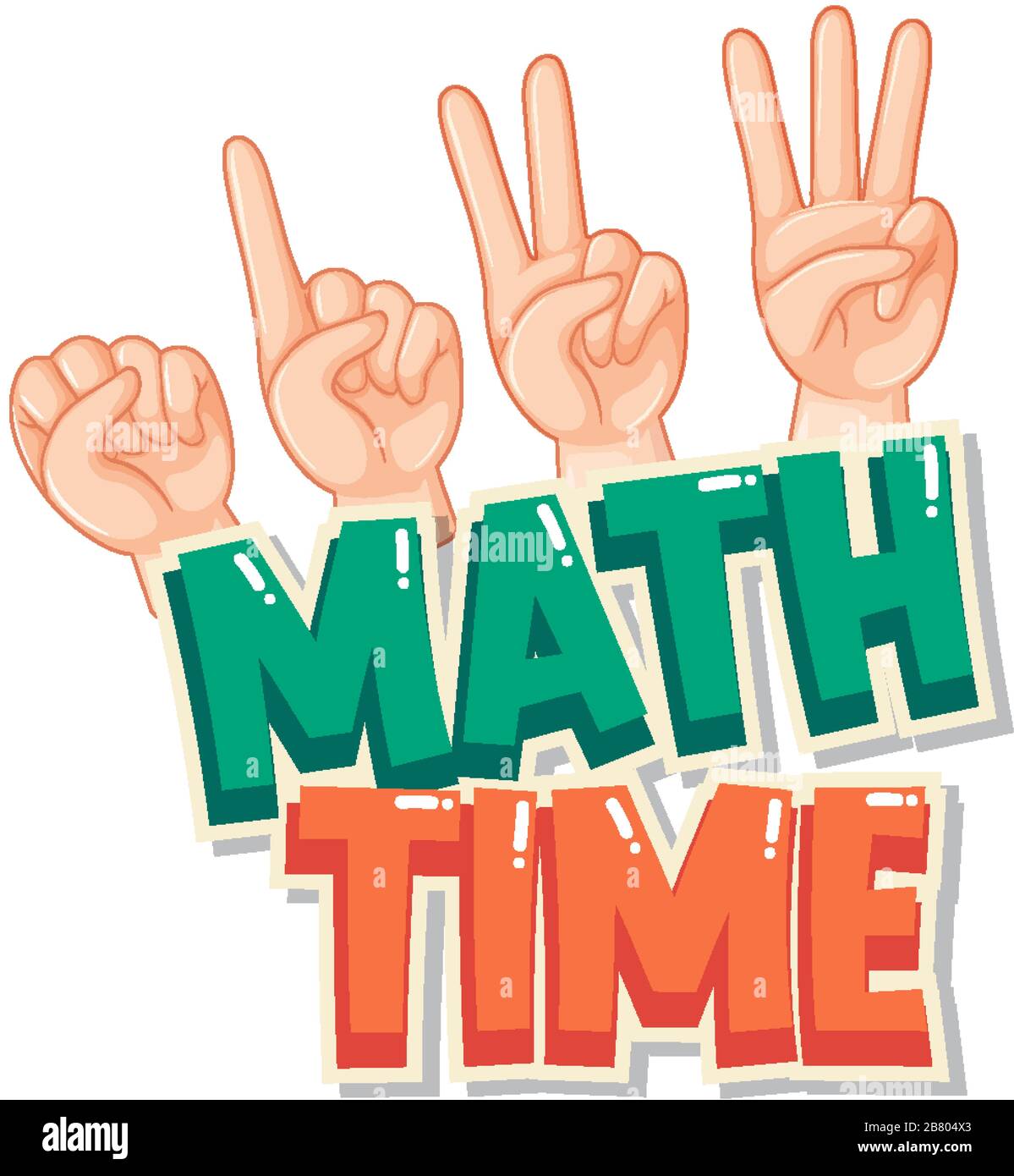 Sticker design for math time with counting by hand illustration Stock ...