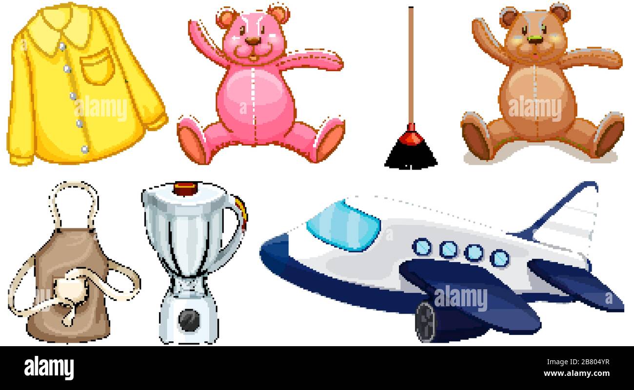 Large set of many toys on white background illustration Stock Vector ...