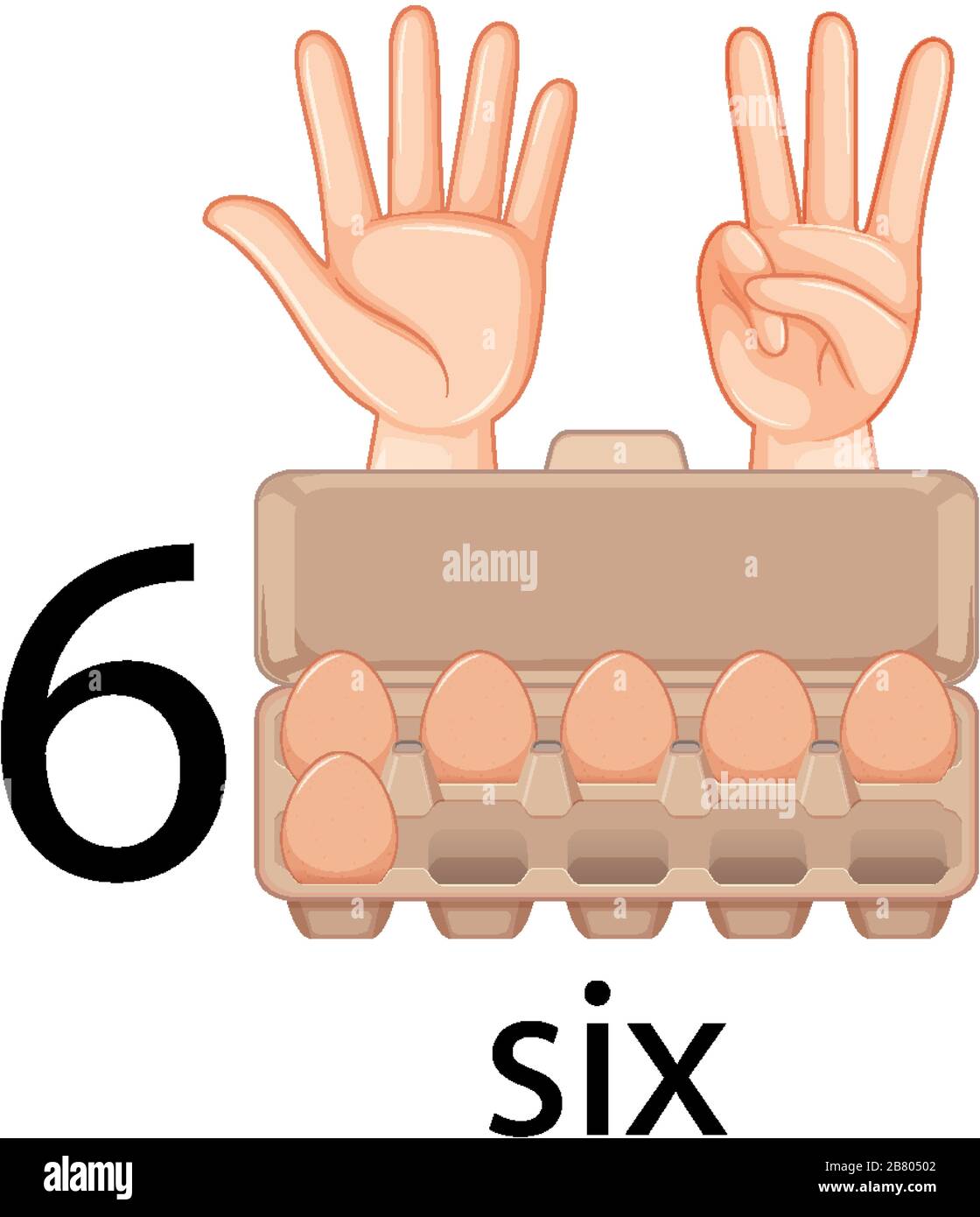 Counting number six with eggs in carton illustration Stock Vector Image ...