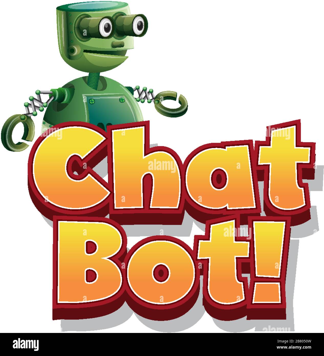 Font design for chat bot with green robot on white background ...