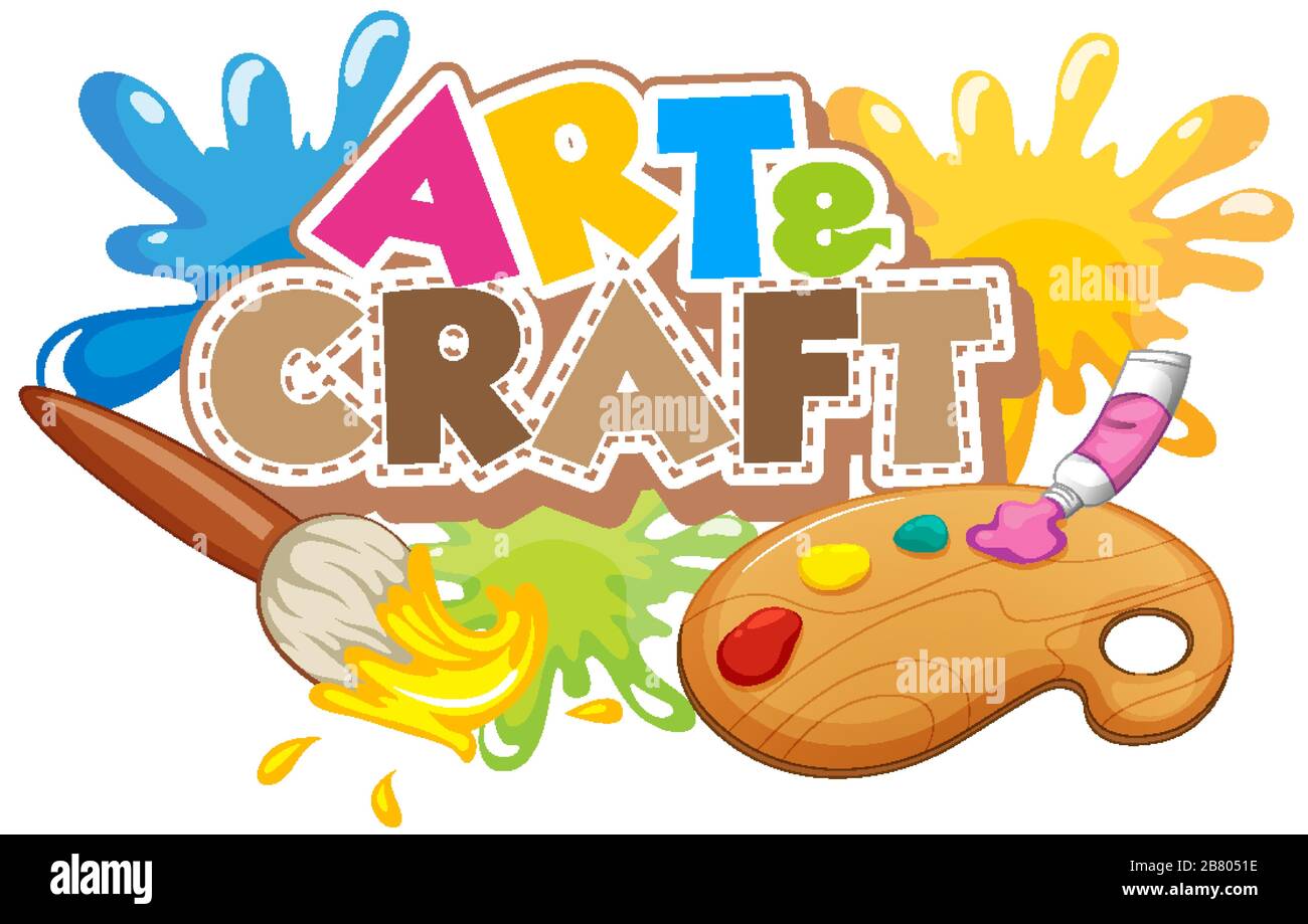 Font design for word art and craft with paintbrushes illustration Stock ...