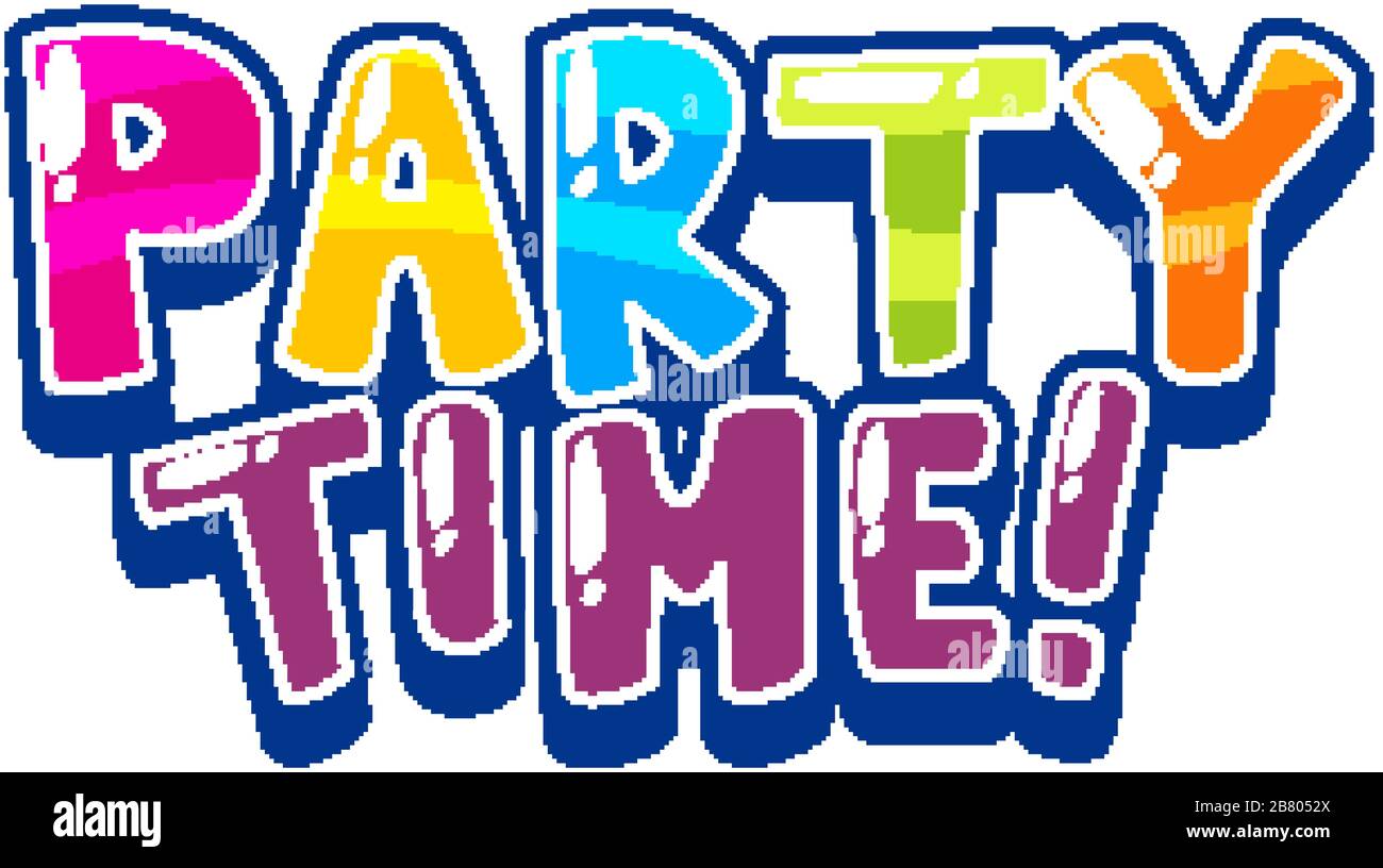Font design for word party time on white background illustration Stock ...