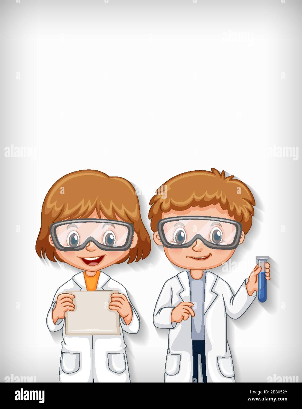 Background template design with happy science students illustration ...