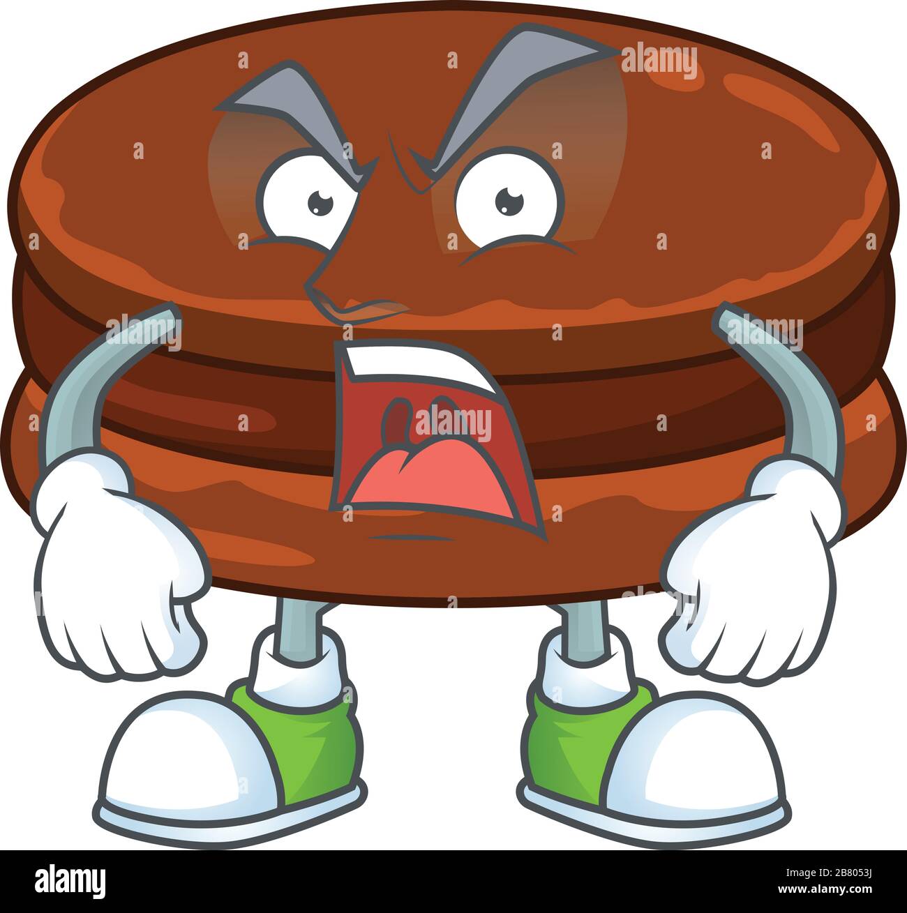 Chocolate alfajor mascot design concept showing angry face Stock Vector ...