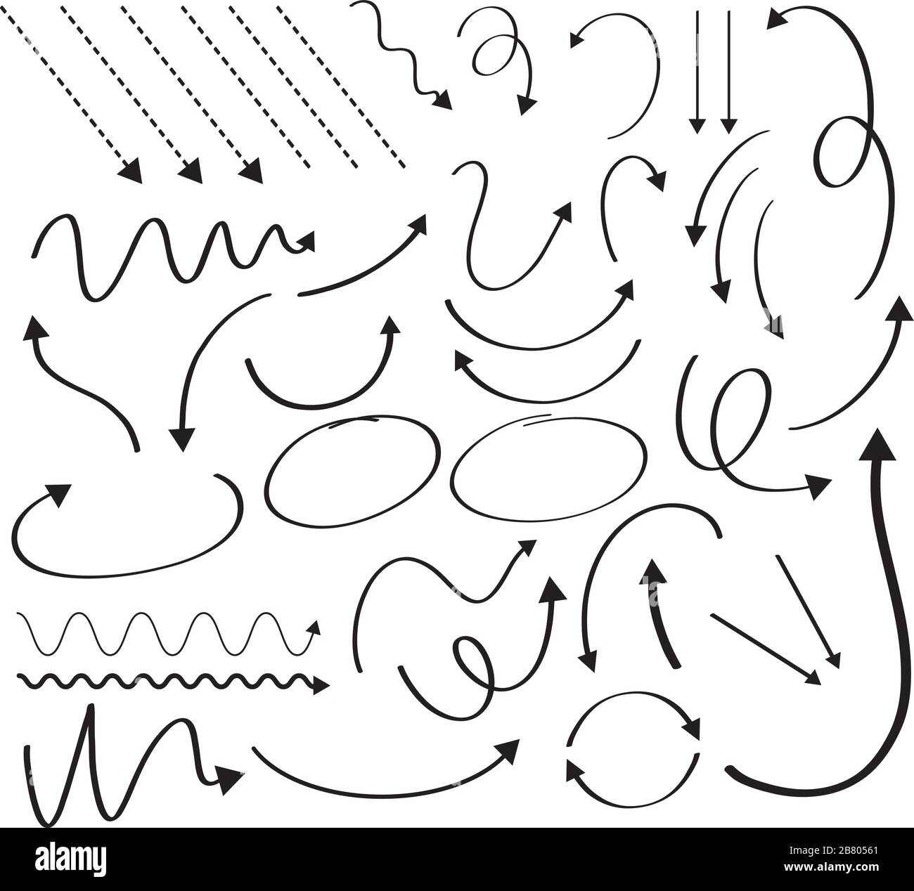 Large set of arrow design with different curves illustration Stock ...