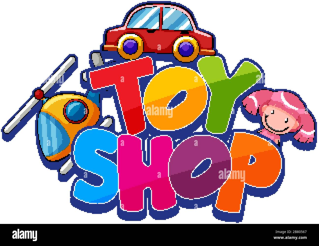 Font design for word toy shop with many toys illustration Stock Vector ...