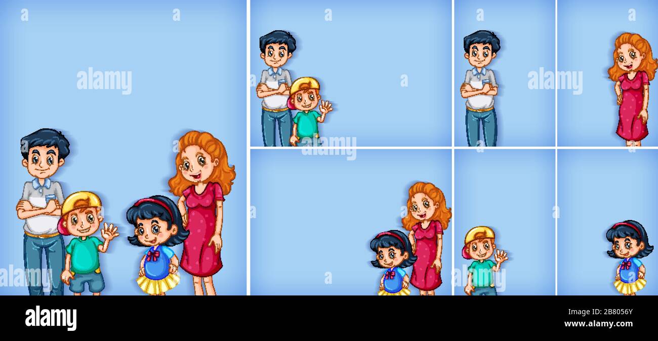 Background template design with many people on blue wall illustration ...