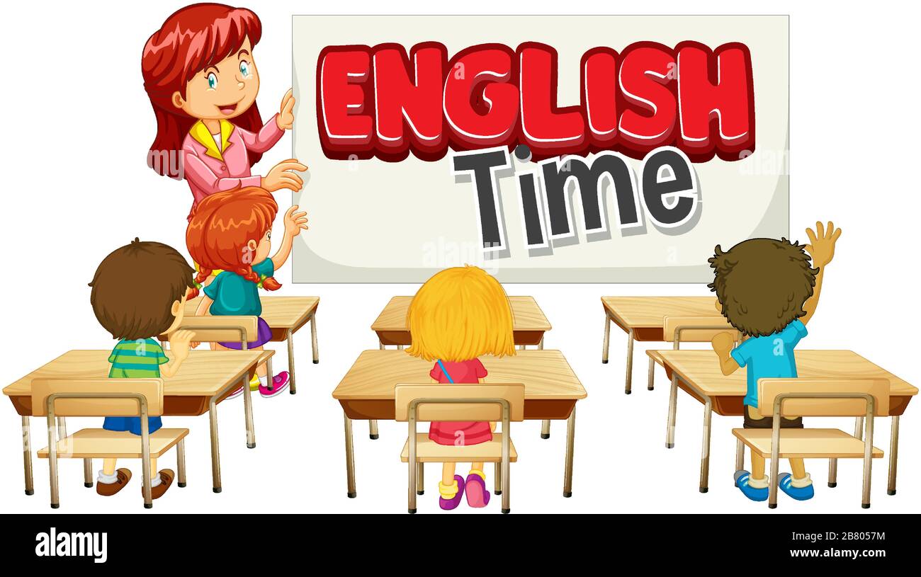 Font design for word english time with teacher and students in class ...
