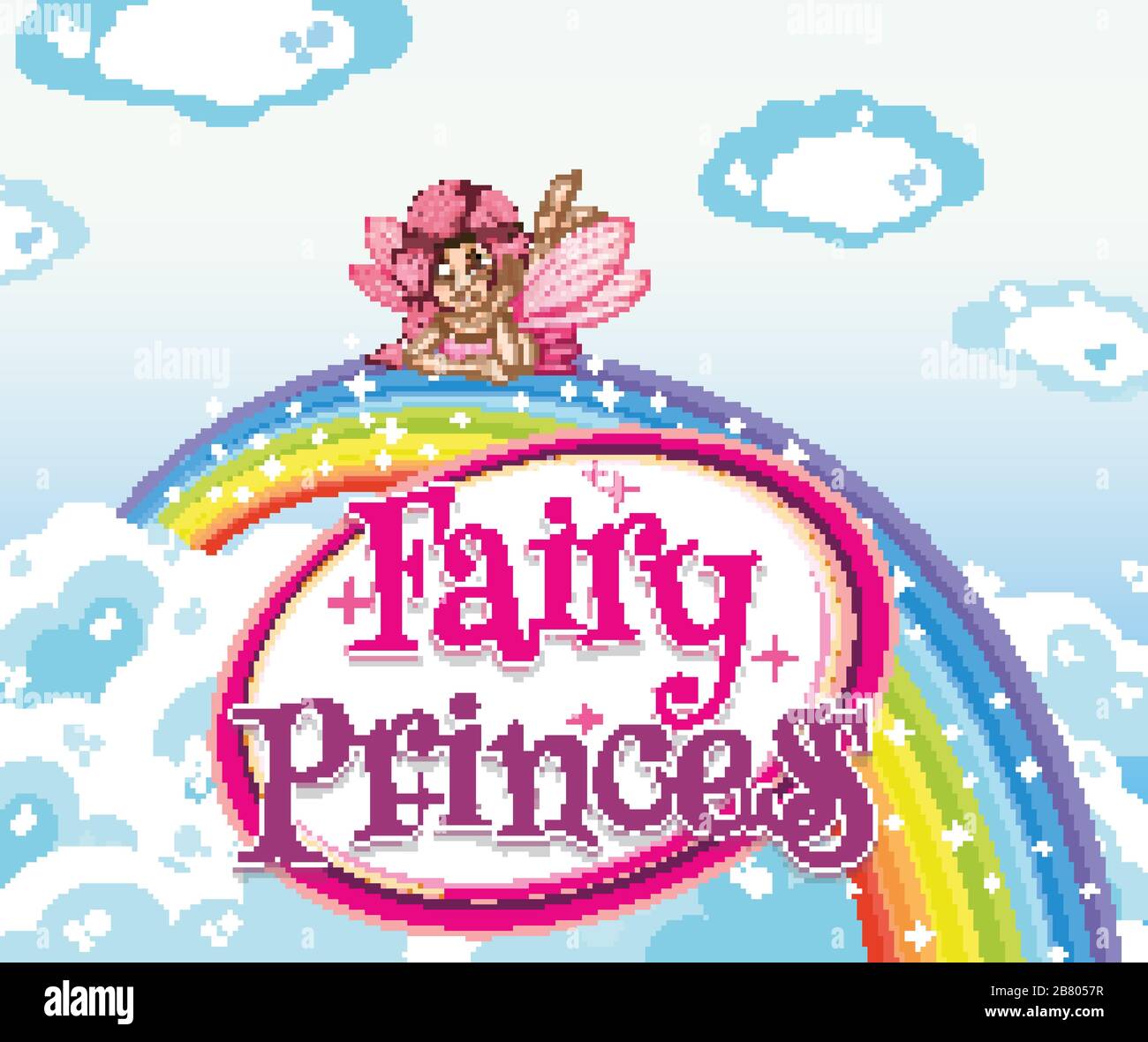 Font design for word fairy princess with fairy on the rainbow ...