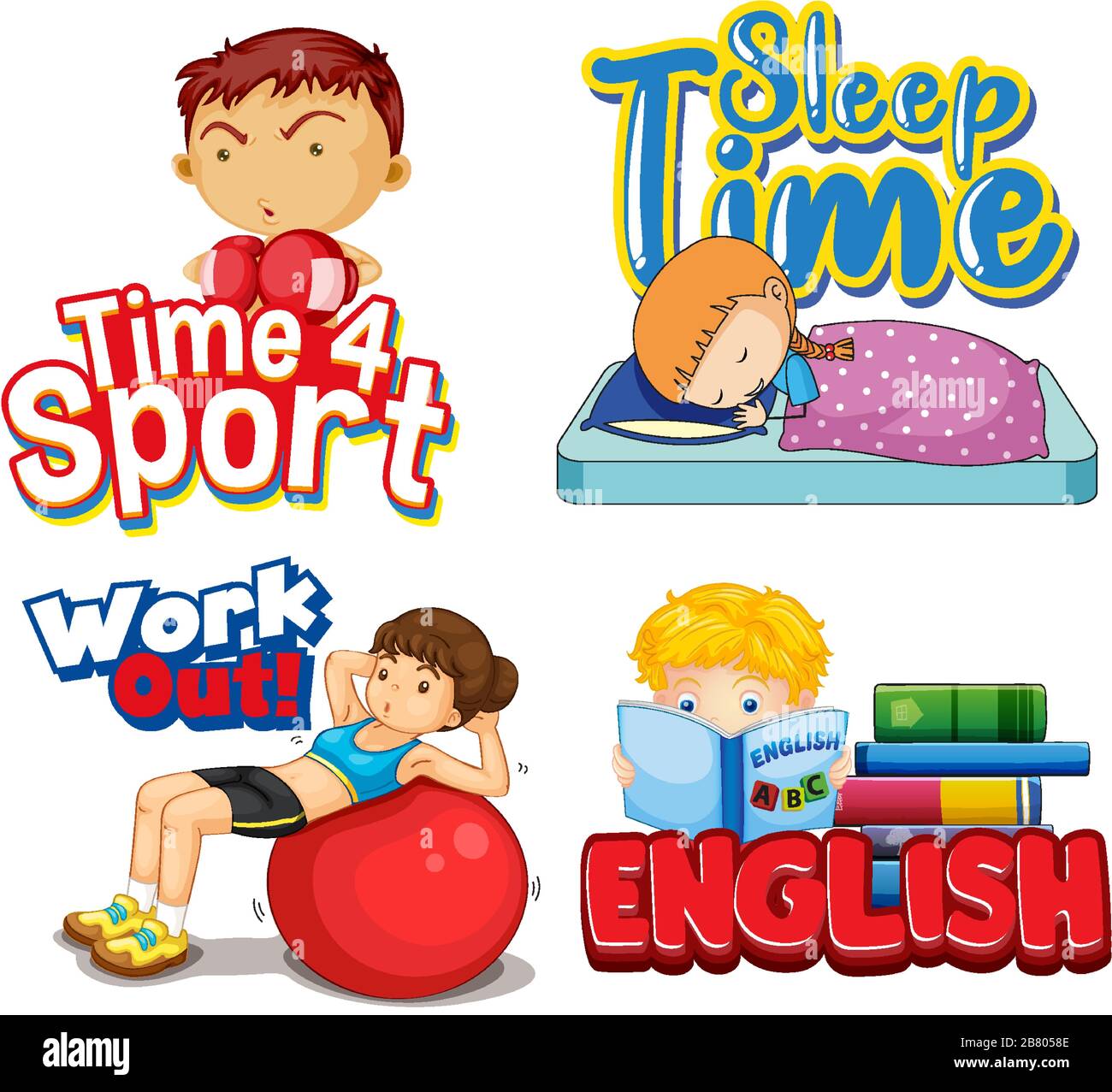 Four words design with picture in background illustration Stock Vector ...