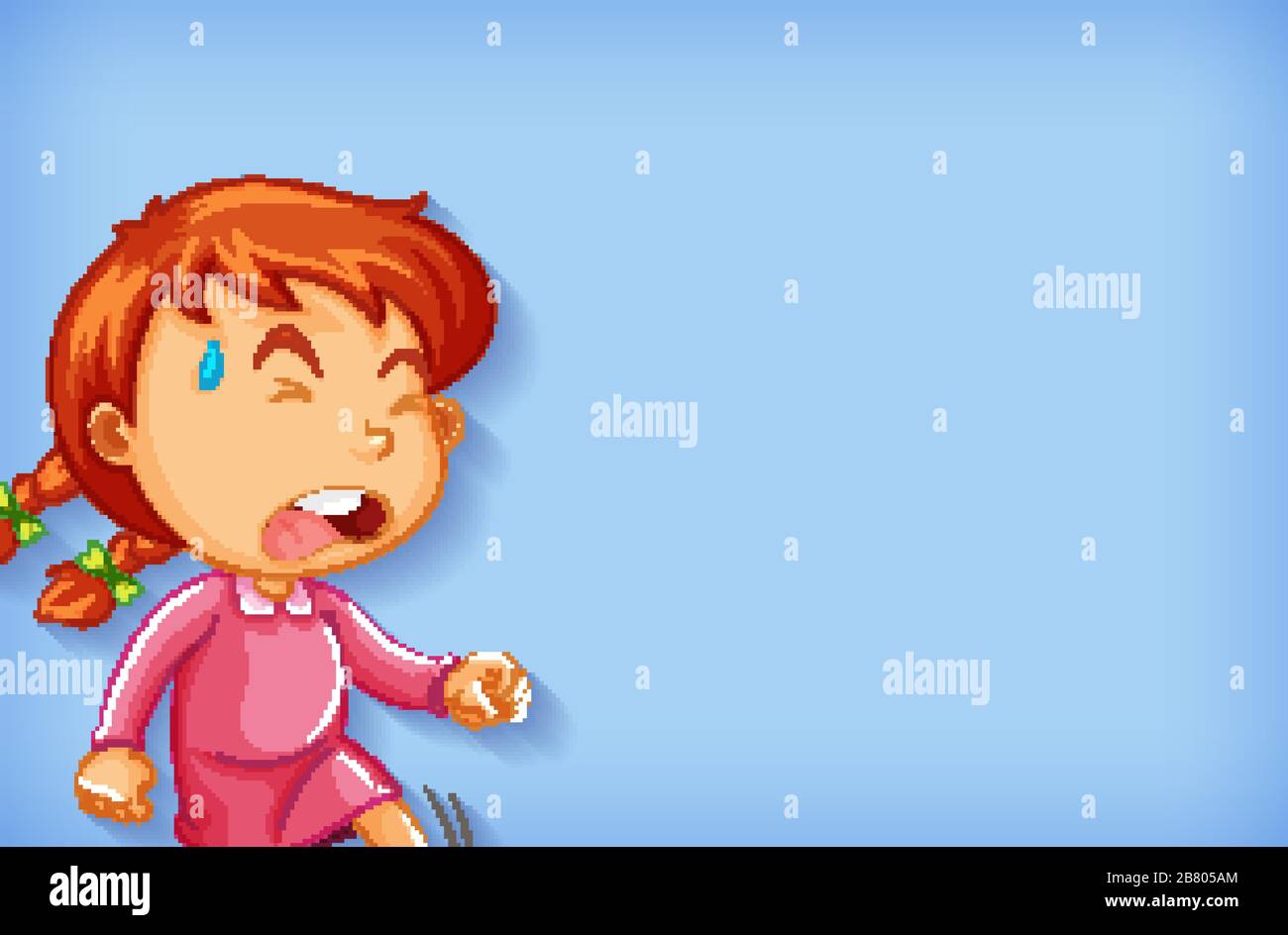 Background template design with crying girl illustration Stock Vector ...