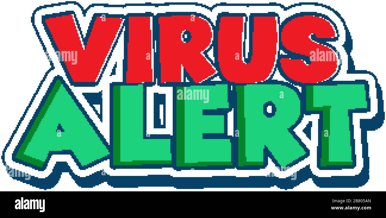 Font design for word virus alert on white background illustration Stock ...
