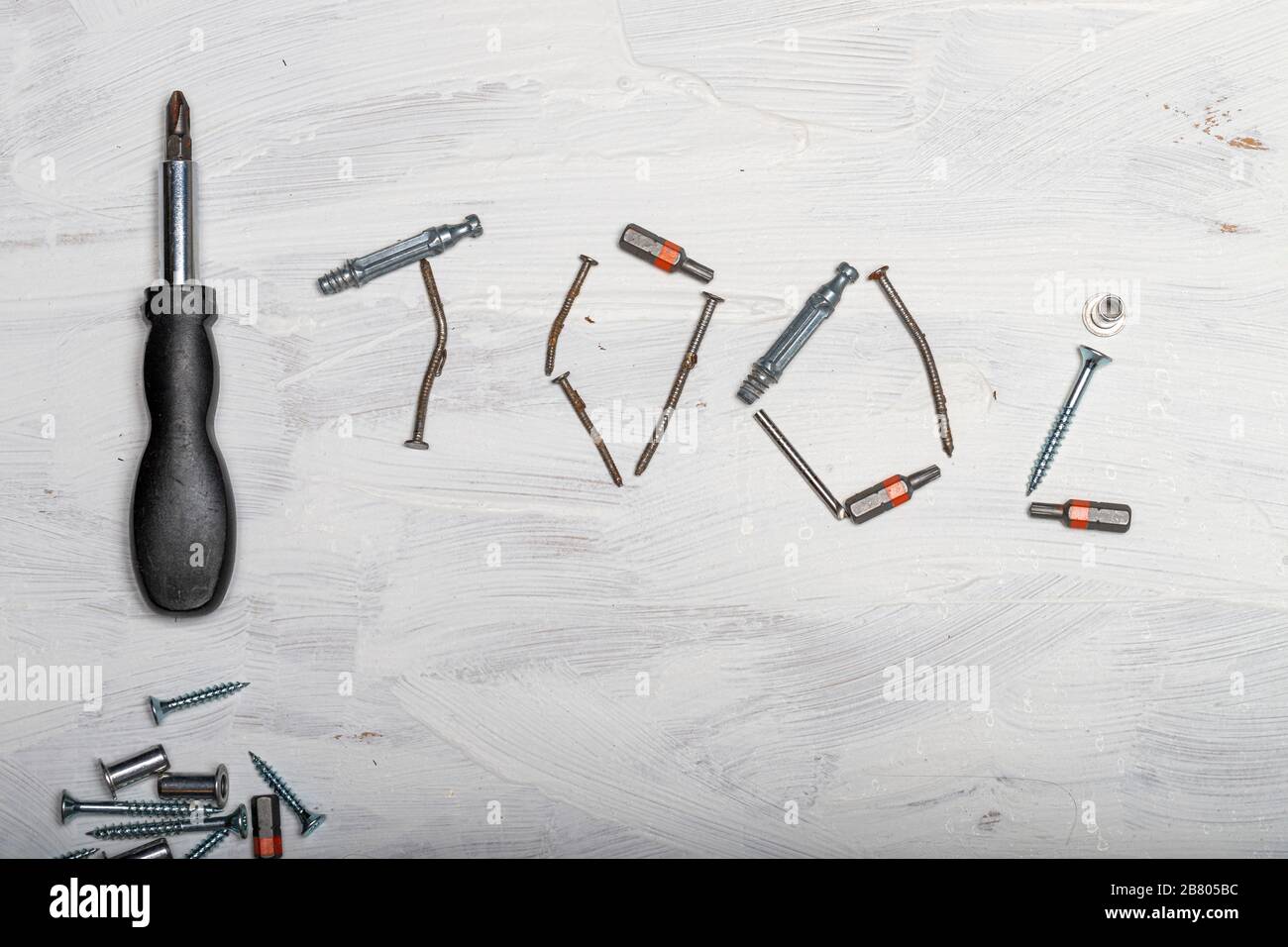 Set of tools with negative space and background for advertising Stock ...