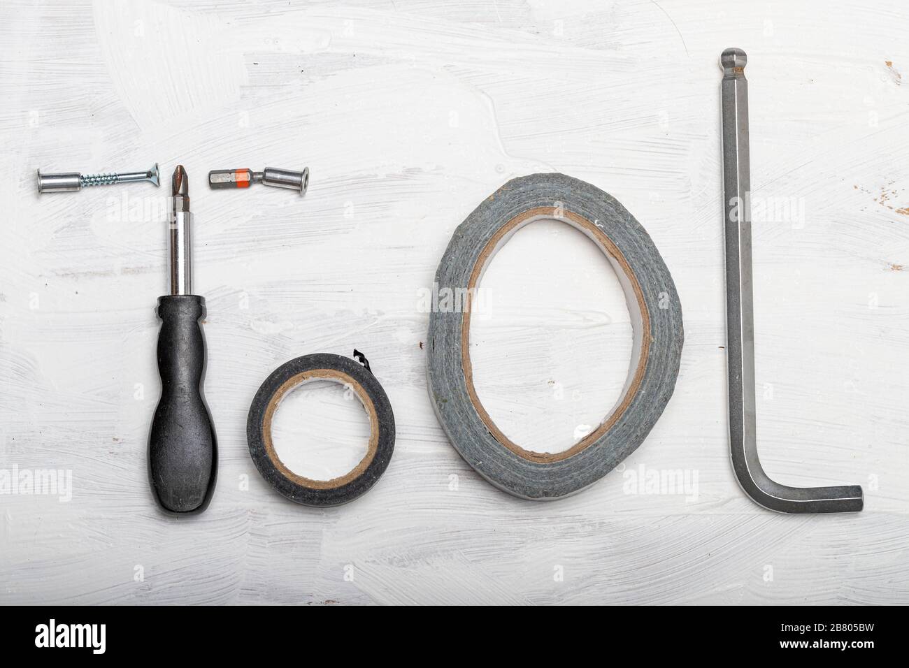Set of tools with negative space and background for advertising Stock ...