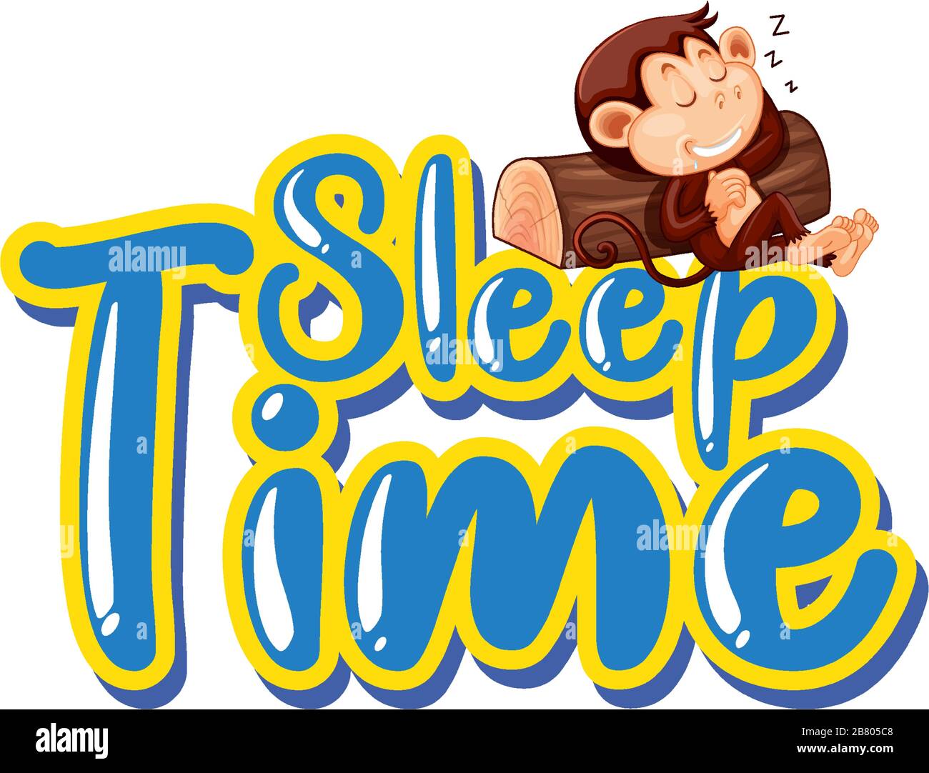 Sign template with word sleep time and monkey sleeping on log ...