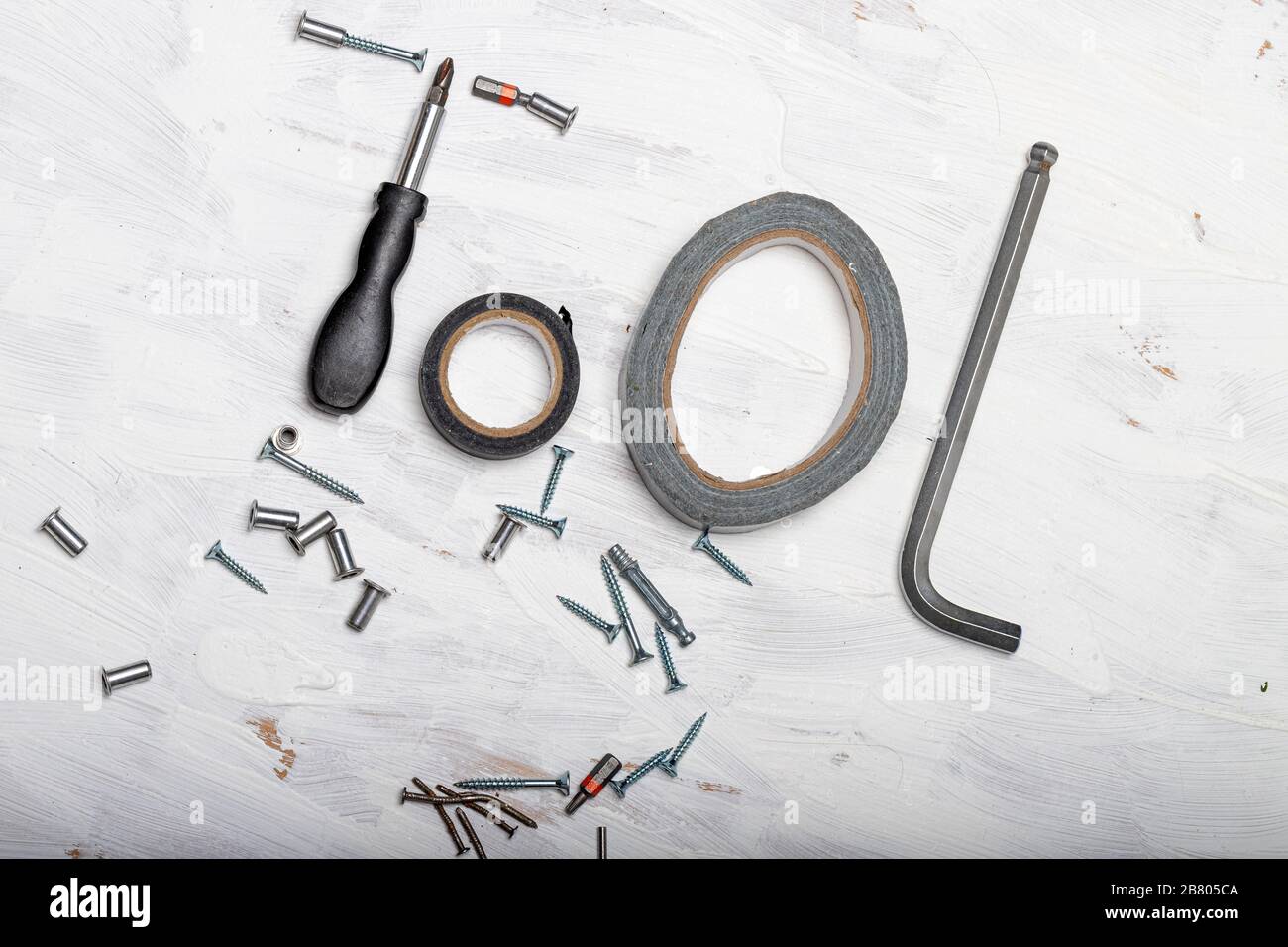 Set of tools with negative space and background for advertising Stock ...