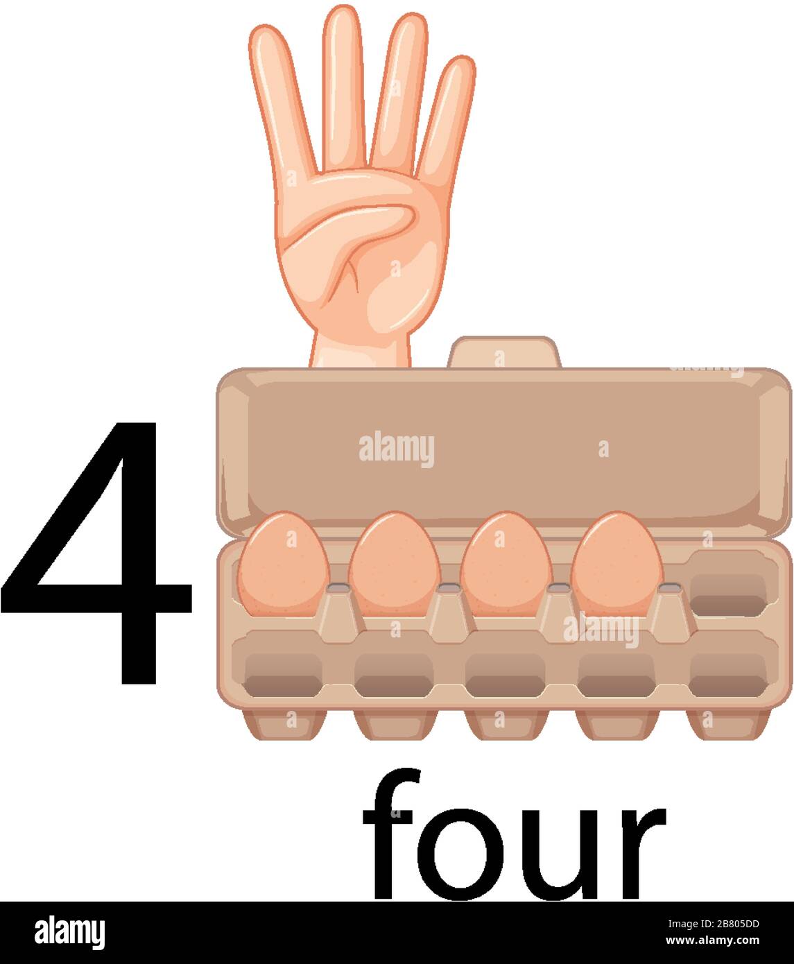 Counting number four with eggs in carton illustration Stock Vector ...