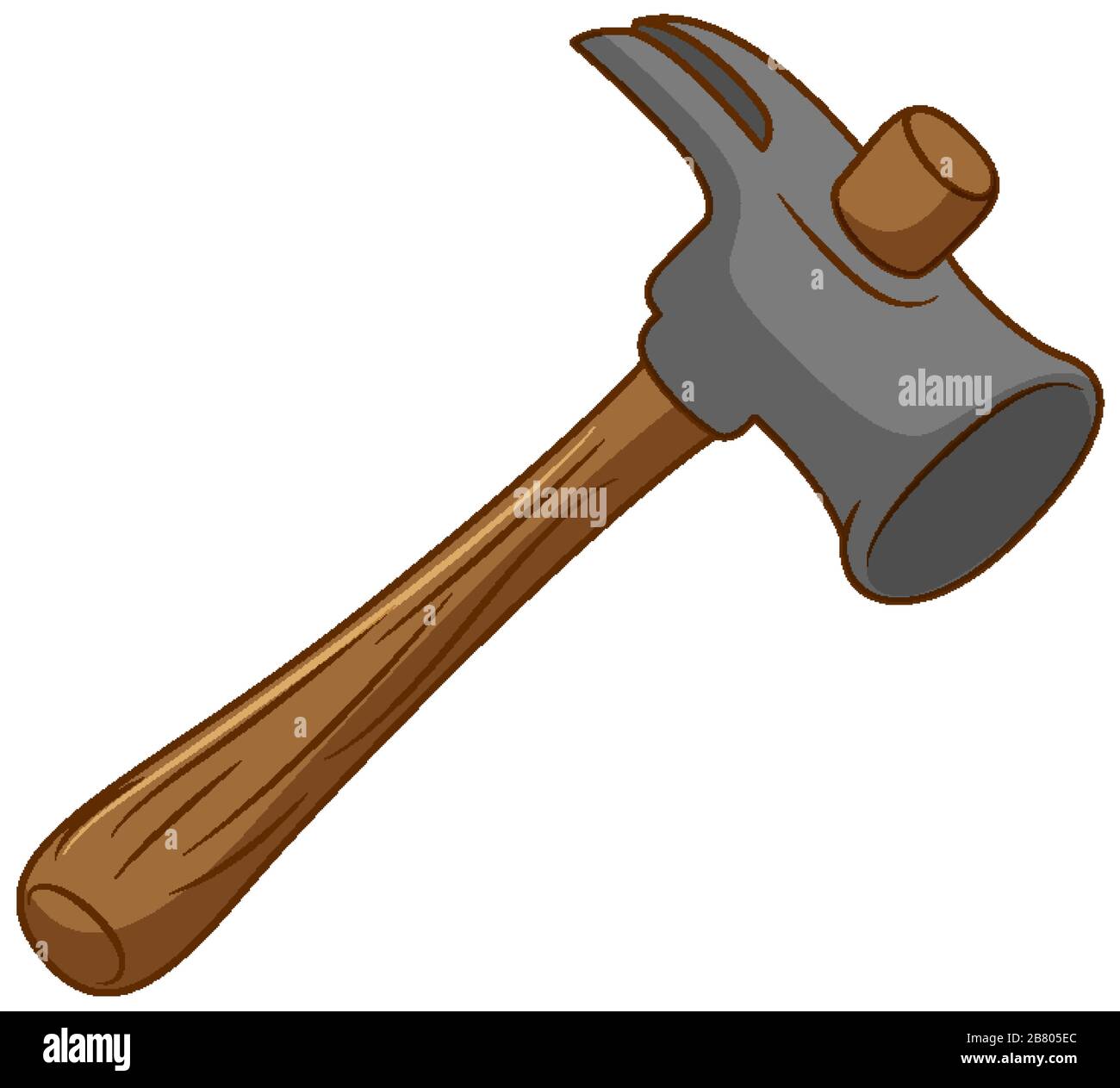 Hammer with wooden stick handle on white background illustration Stock ...