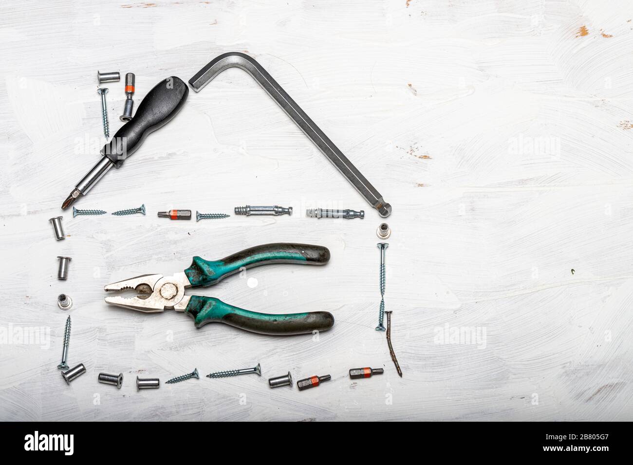 Set of tools with negative space and background for advertising Stock ...