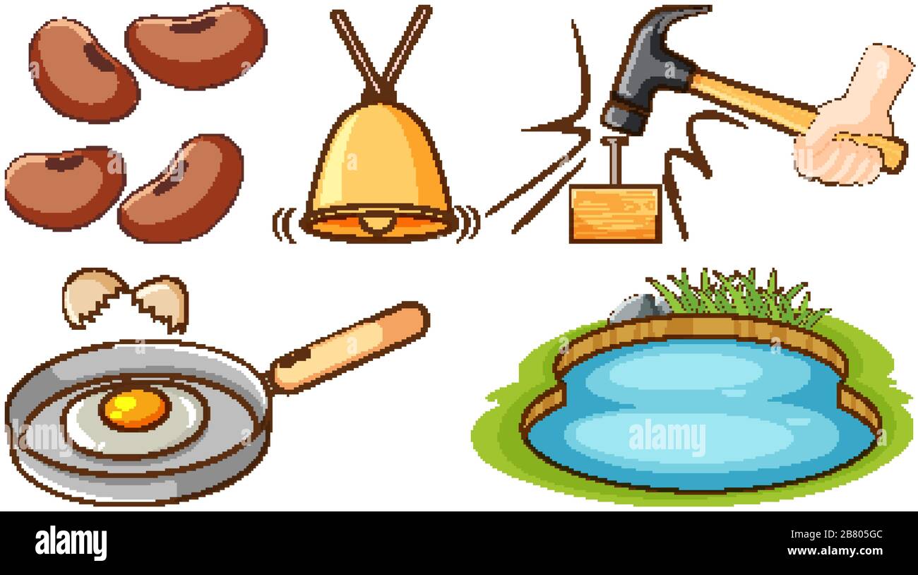 Large set of different items on white background illustration Stock ...