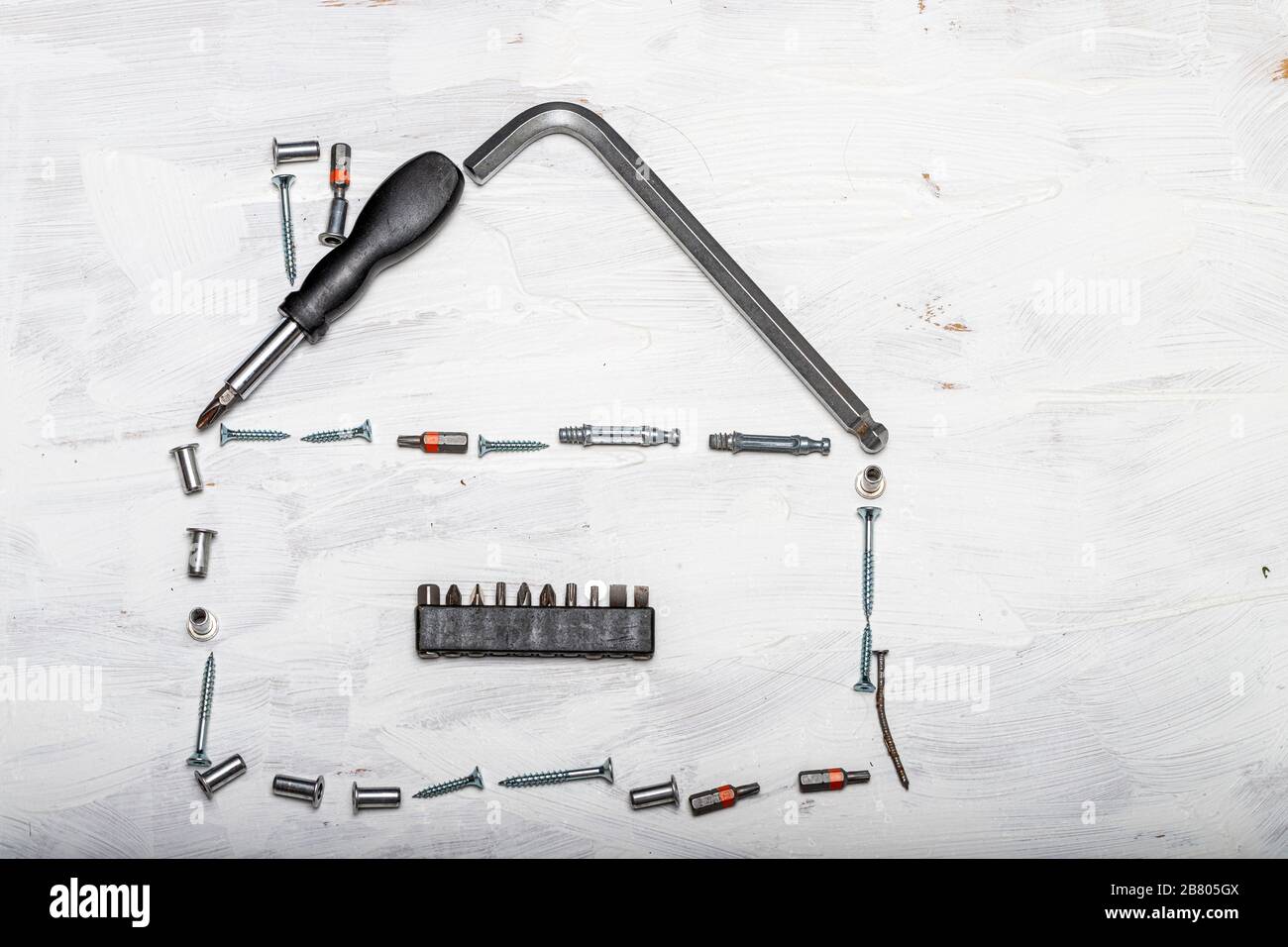 Set of tools with negative space and background for advertising Stock ...