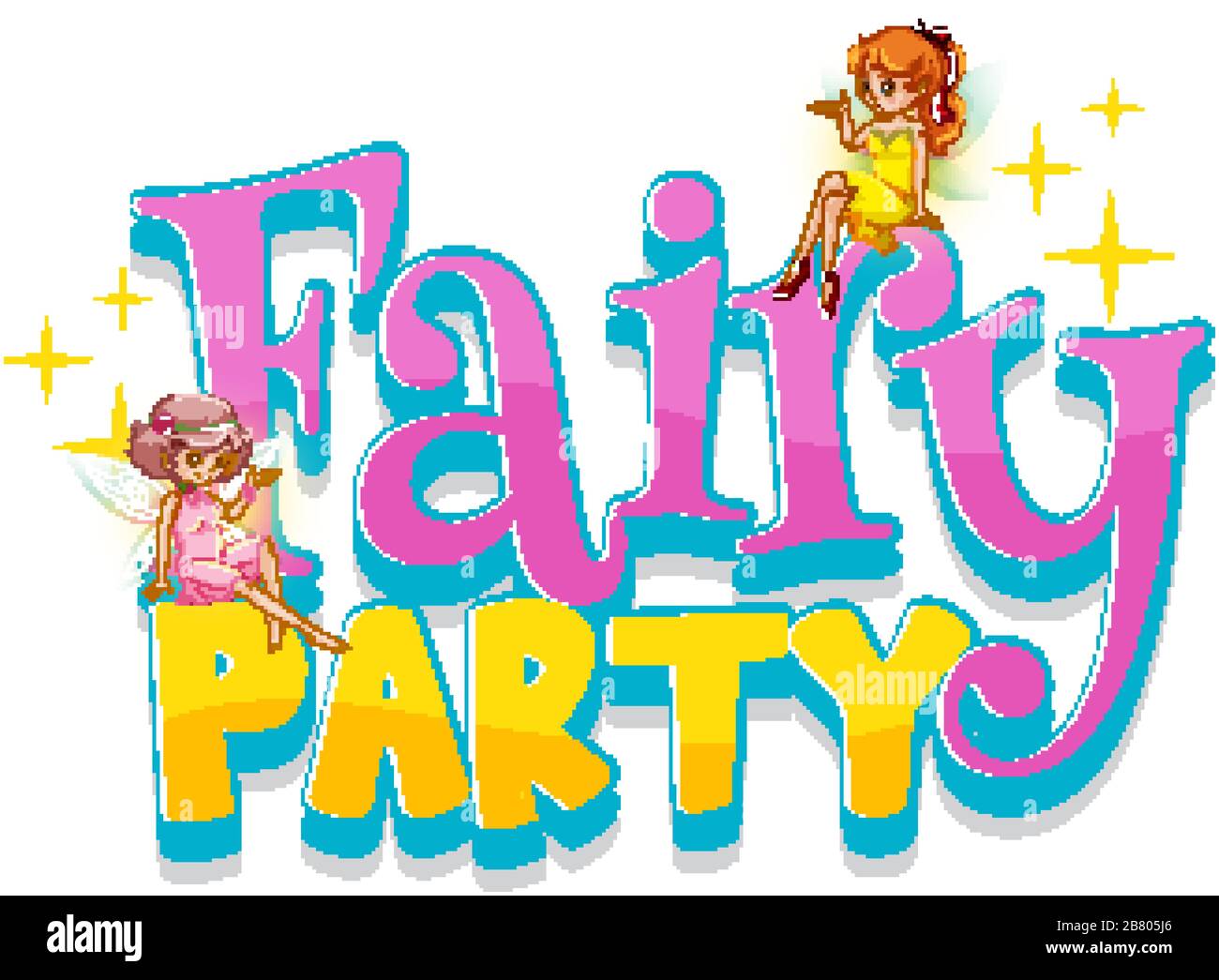Font design for word fairy party with fairies flying illustration Stock ...