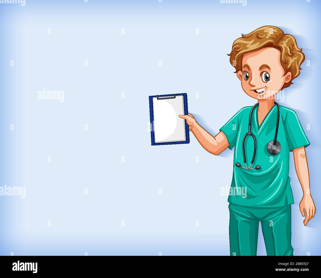 Plain background with male doctor holding notes illustration Stock ...